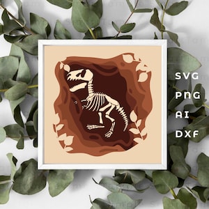 Bones Dino 3D Layer Svg, Dinosaur 3D Layer, Dinosaur Shadow Box ...