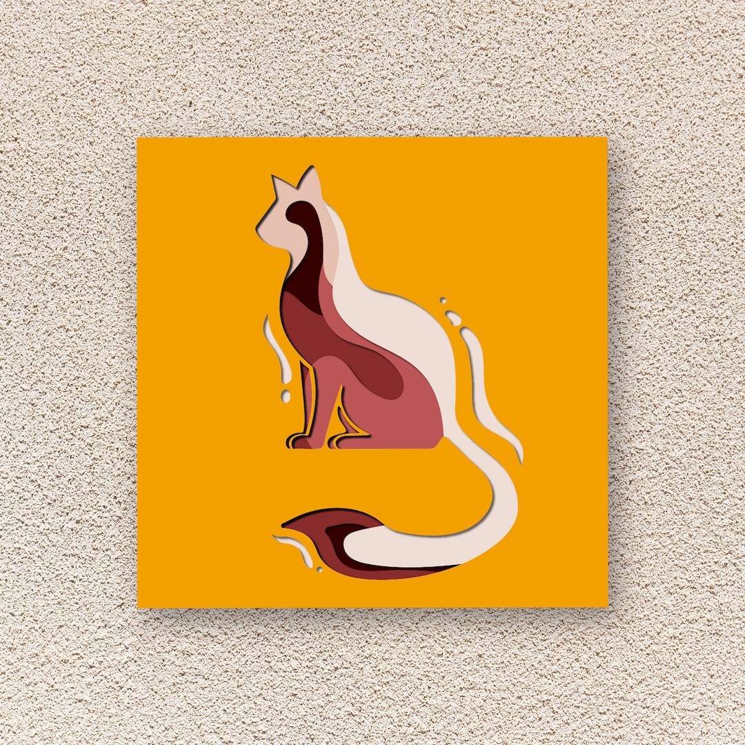 3D Cat Shadow Box Svg, Layered Cat Svg, Cat Laser Cut File, Cat Cricut ...