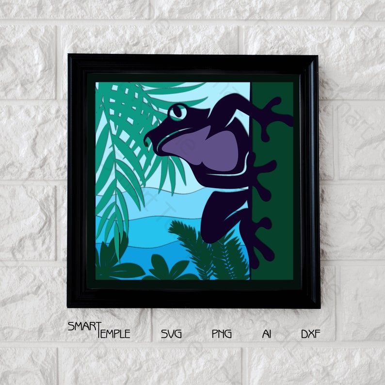 Frog Shadow Box Svg Frog Paper Cut Frog Laser Cut Frog - Etsy