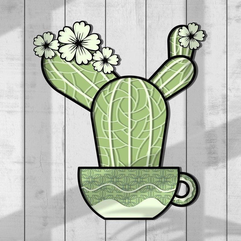 3D Cactus Flower Svg Cactus Laser Cut File Cactus Cricut - Etsy