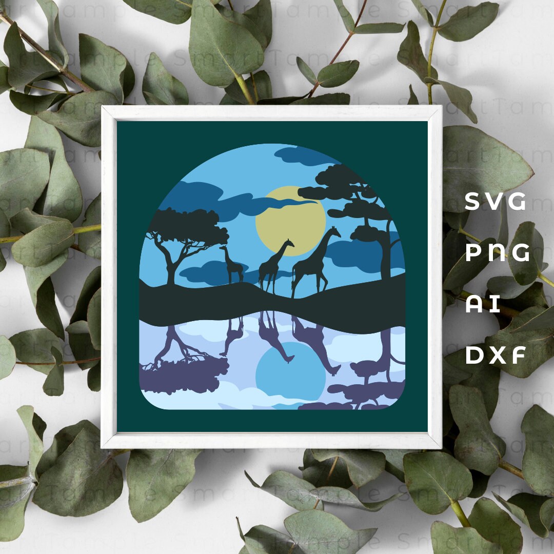 Giraffe Shadow Box Svg, Giraffe Paper Craft, Giraffe Stencil , Giraffe ...