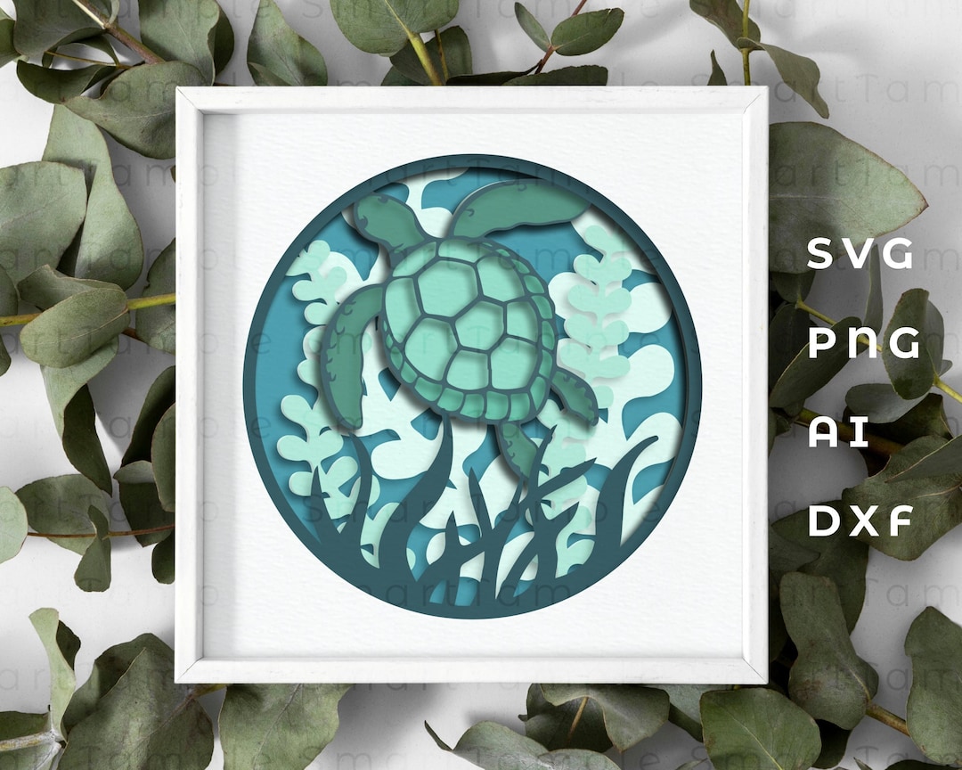 Underwater Turtle Shadow Box Svg, 3d Shadow Box Pattern, 3d Shadow Box ...