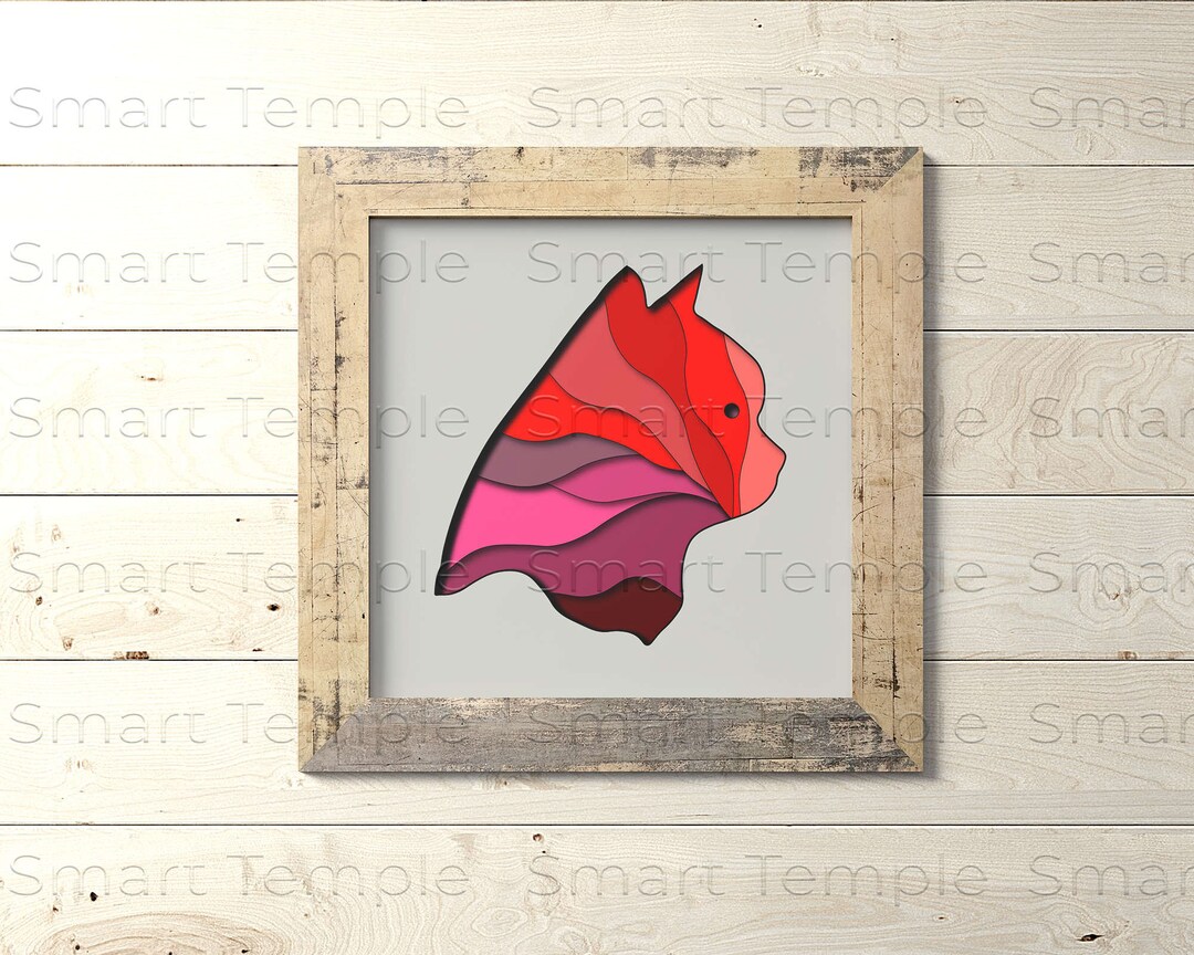 3D Cat Head Svg, Layered Colorful Cat, Layered Cat Svg, Cat Shadow Box ...