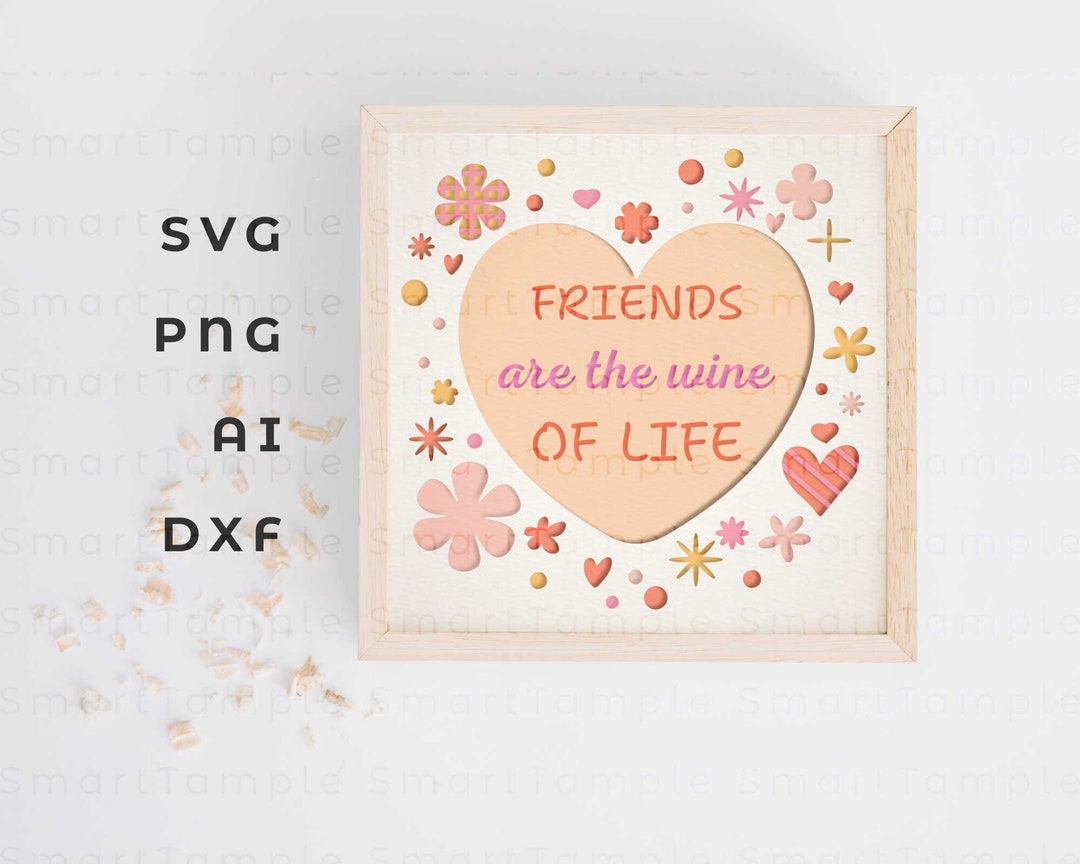 Heart Friendship Shadow Box SVG, Friends Shadow Box SVG, 3D Friends SVG ...