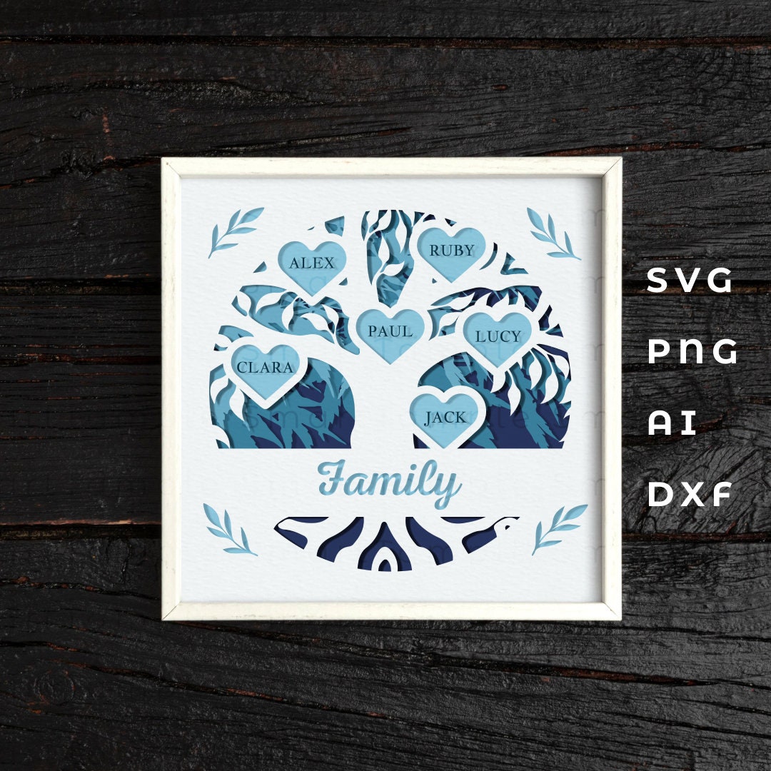 Family Tree Shadow Box Svg, Family Tree Laser Cut Svg File, 3d Family ...