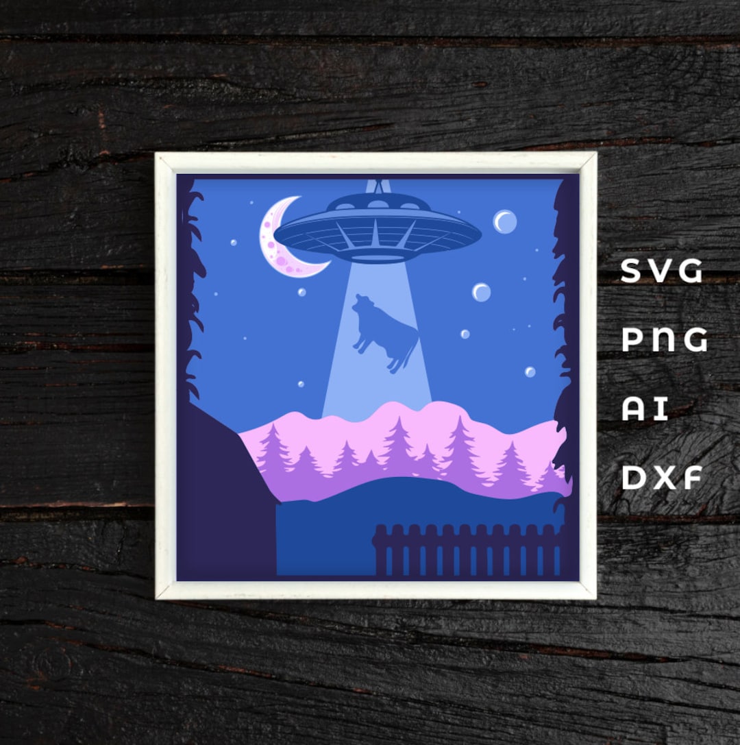 UFO 3D Layer Svg, UFO Layered, UFO Paper Cut, Ufo Shadow Box Svg, Ufo ...