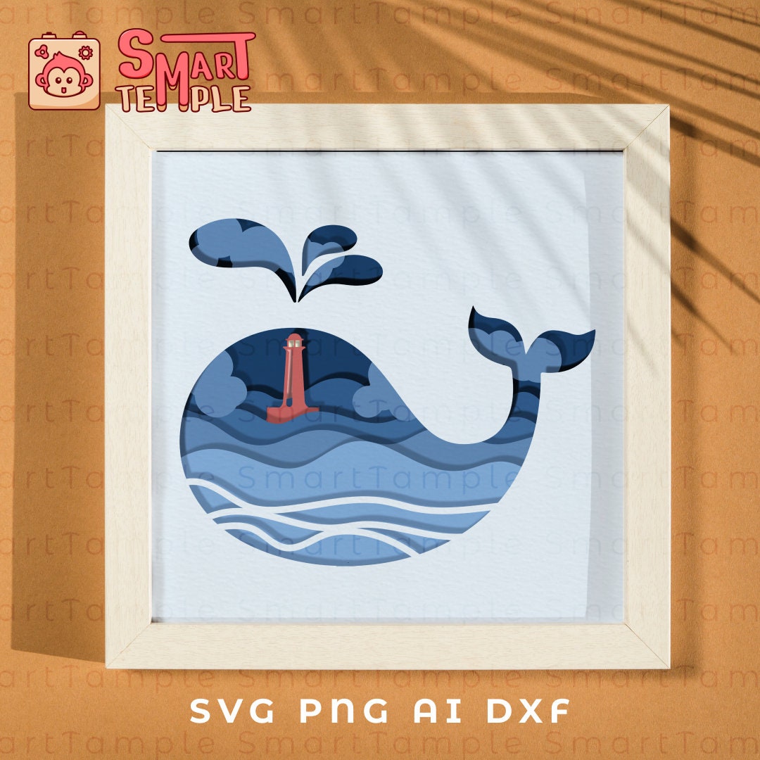 Orca Shadow Box Svg, Orca Layered Svg, Orca 3D Layer, Orca Dxf, Orca ...
