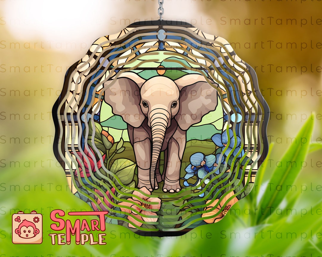 8 Designs Bundle Elephant Windspinner PNG, Elephant Wind Chime ...