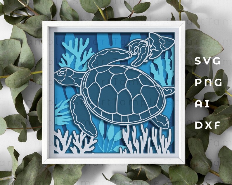 Turtle Shadow Box Turtle Paper Cut Turtle 3D Layered Svg - Etsy