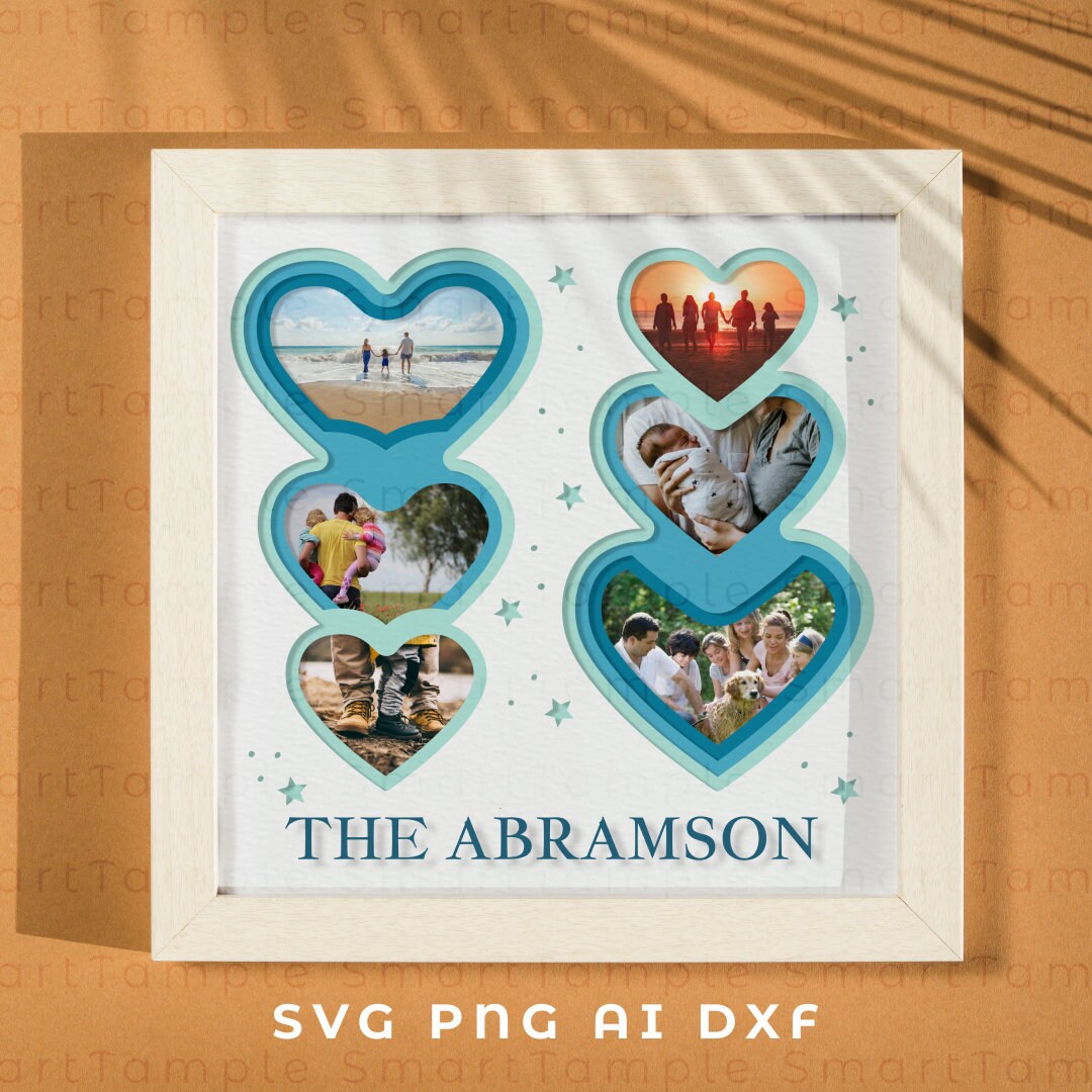 Family Shadow Box Svg, Family Frame Layered, Photo Frame Layered, 3D ...