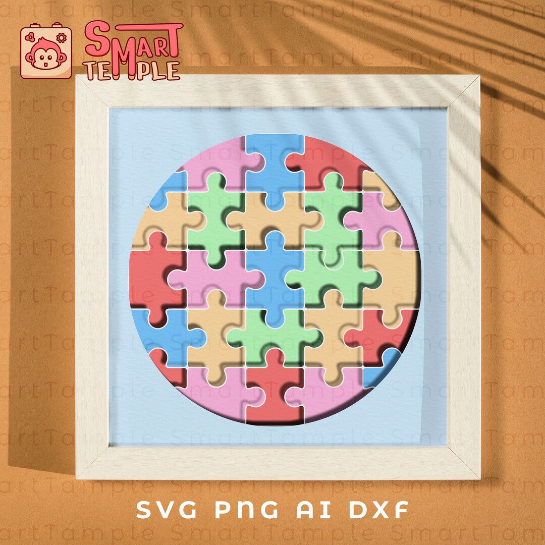 Puzzle Shadow Box Svg, Puzzle Layered, 3D Puzzle Svg, 3D Shadow Box Svg ...