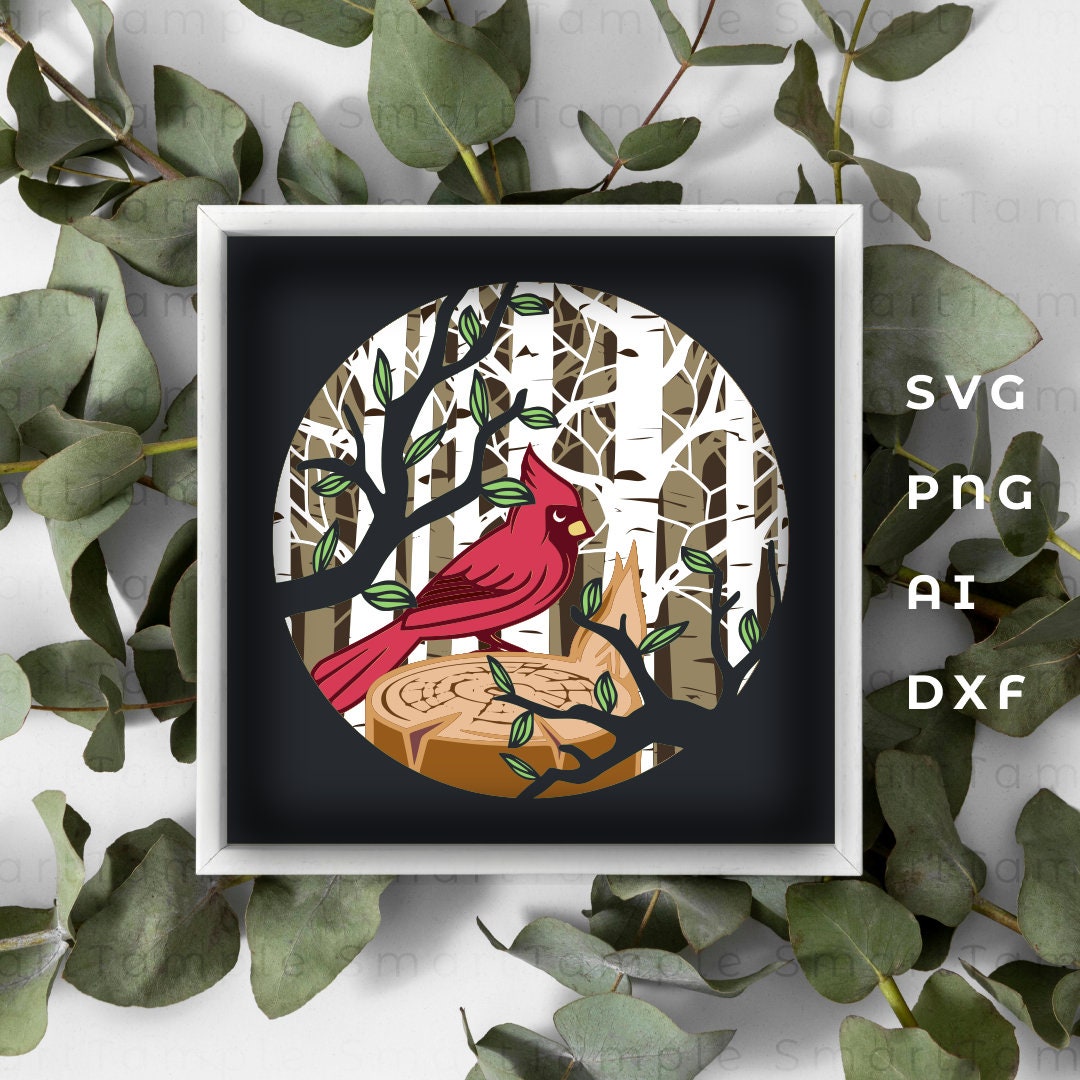 Cardinal Shadow Box Svg, 3D Cardinal Svg, Cardinal Layered Svg ...
