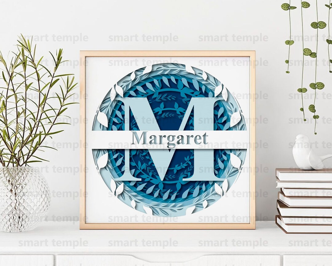 Monogram Shadow Box SVG, 3D Split Monogram A-Z Shadow Box Svg, 3D Name ...