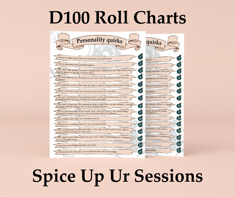 Dnd D100 Table Collection Dungeons and Dragons D100 Roll - Etsy