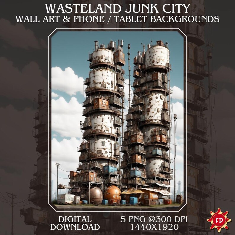 Printable Wasteland Junk City Wall Art & Digital Mobile Backgrounds 5 ...