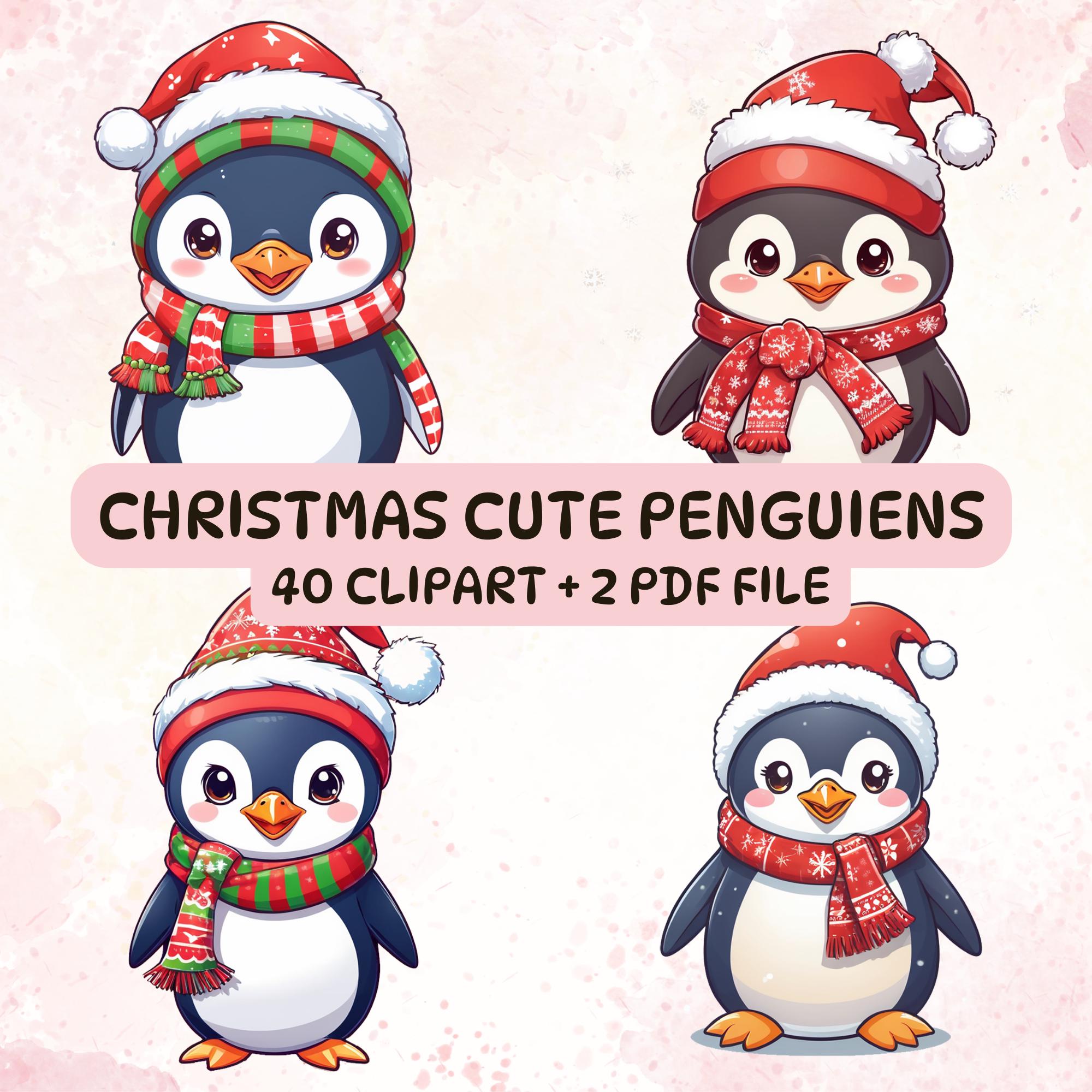 40 Christmas Cute Penguins Clipart Bundle,commercial Use,whimsical ...