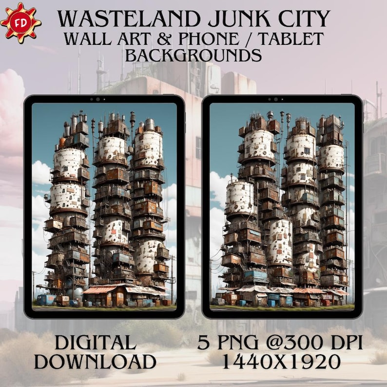 Printable Wasteland Junk City Wall Art & Digital Mobile Backgrounds 5 ...