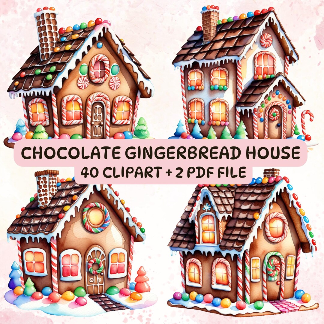 40 Chocolate Gingerbread House Clipart Bundle, Commercial Use ...