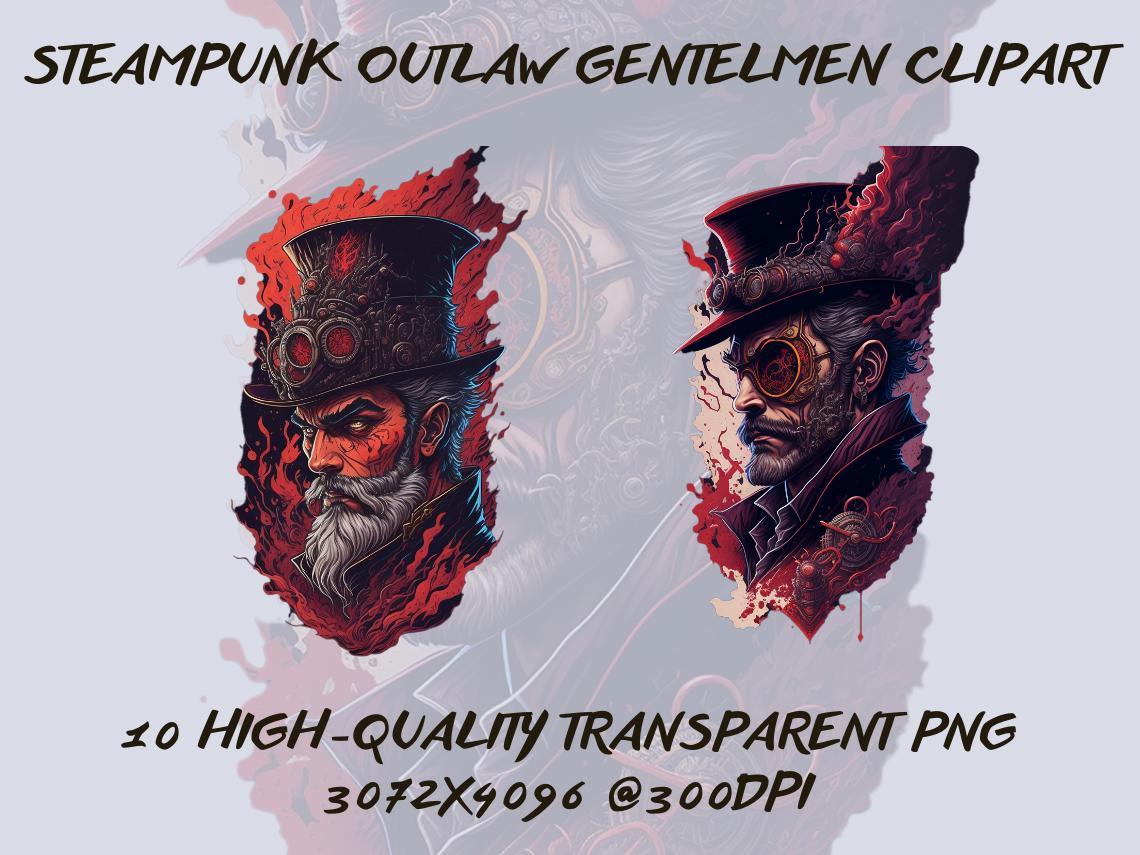 Printable Steampunk Outlaw Gentlemen Clipart 10 Digital Pngs for Crafts ...
