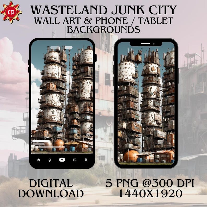 Printable Wasteland Junk City Wall Art & Digital Mobile Backgrounds 5 ...