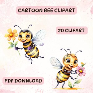 20 Cartoon Bee Clipart, Commercial Use, Easter Ephemera, Easter Junk ...