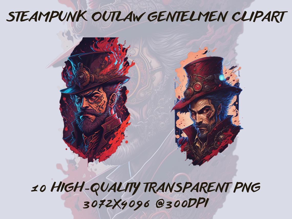 Printable Steampunk Outlaw Gentlemen Clipart 10 Digital Pngs for Crafts ...