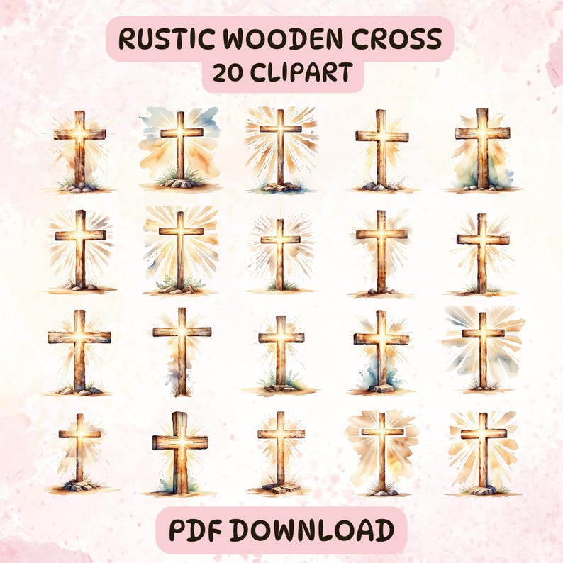 20 Rustic Wooden Cross Clipart, Commercial Use, Easter Ephemera, Easter ...
