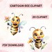 20 Cartoon Bee Clipart, Commercial Use, Easter Ephemera, Easter Junk ...