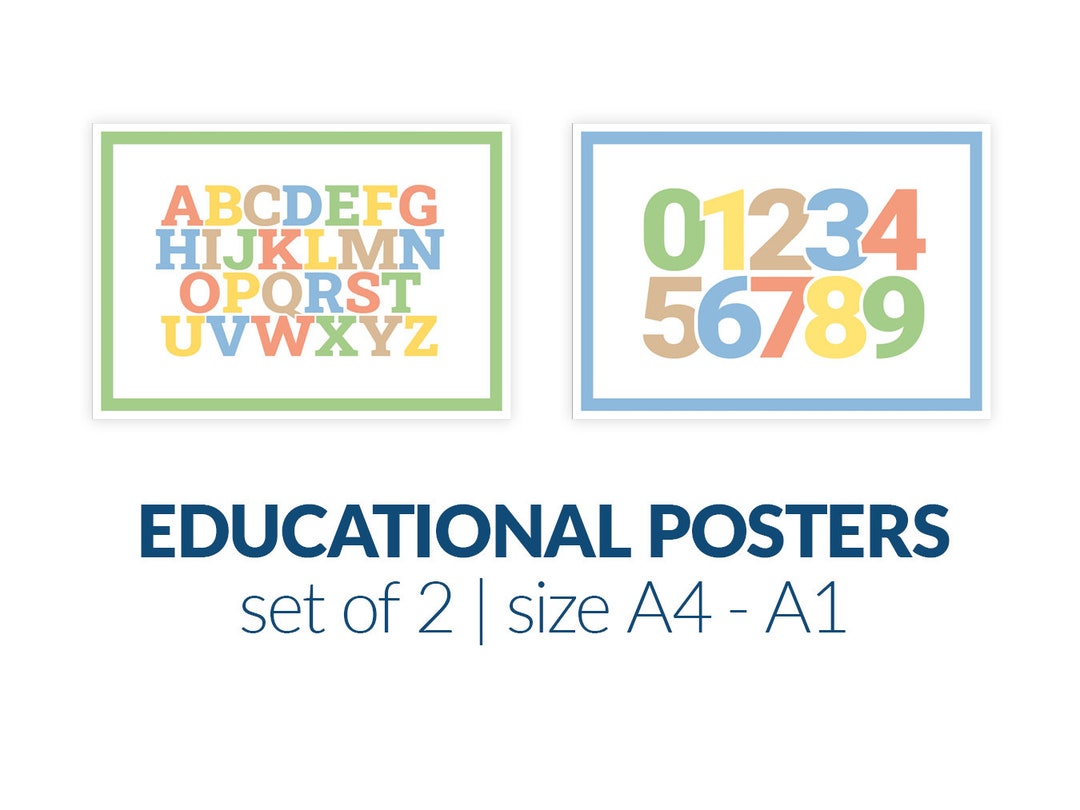 Printable Number ABC Poster Set Alphabet Posters Horisontal - Etsy UK