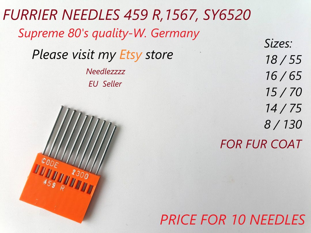 Furrier Needles 459 R ,1567 ,SY 6520 for Fur Coat , Sewing Machine ...