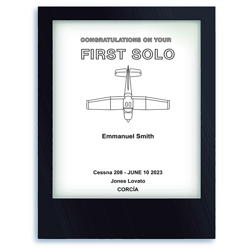 Pilot First Solo Flight Award, Plaque Fillable Pdf, Personalized Pilot ...