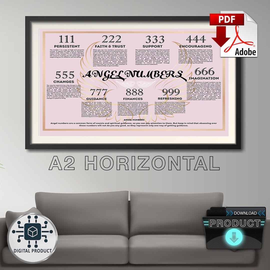 Angel Numbers, Ready to Print Digital Products, Angel Wall Art, Angel ...