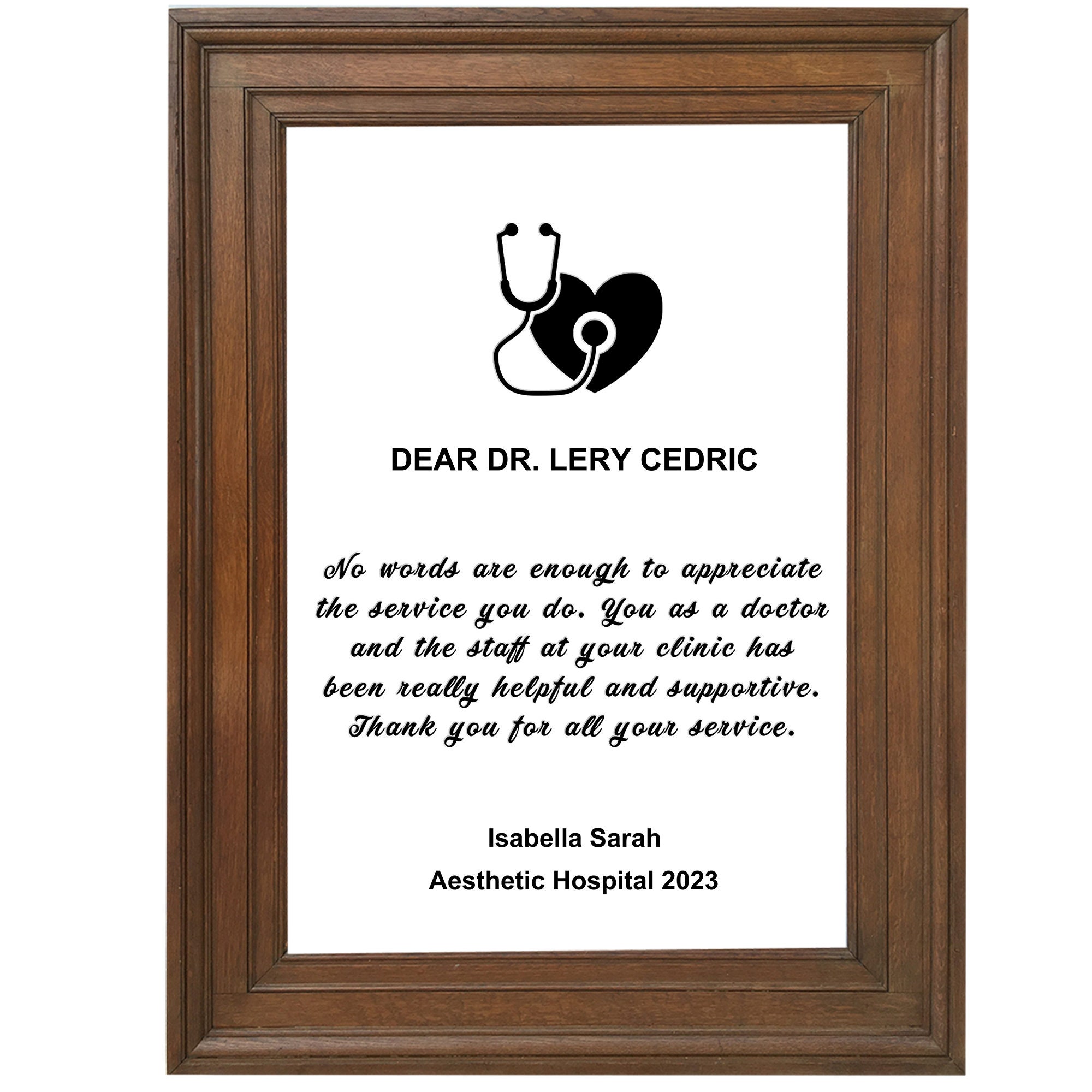 Plaque Fillable Pdf Personalized Plaque Doctor Thank You - Etsy