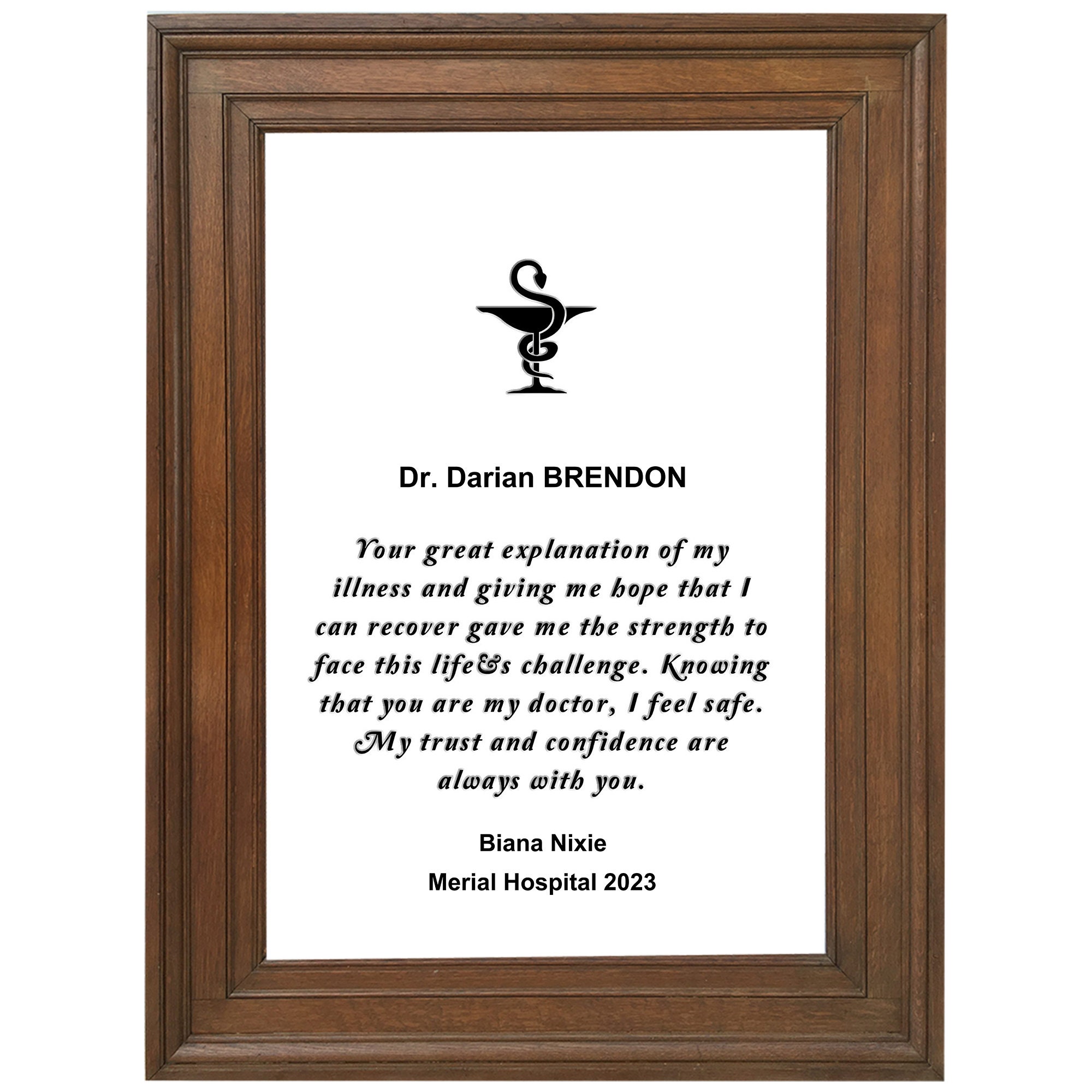Plaque Fillable Pdf, Personalized Plaque, Doctor Thank You Plaque ...