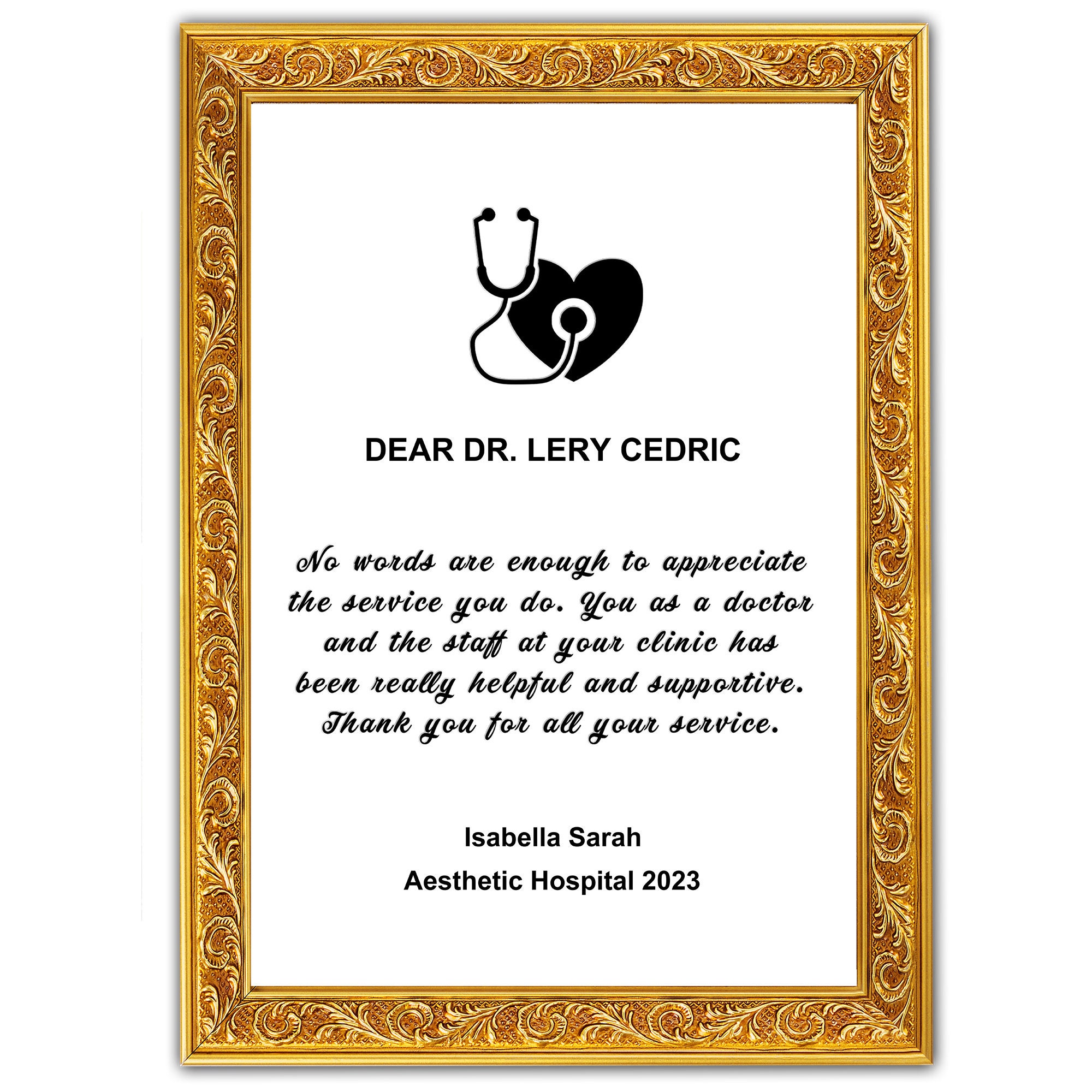 Plaque Fillable Pdf Personalized Plaque Doctor Thank You - Etsy