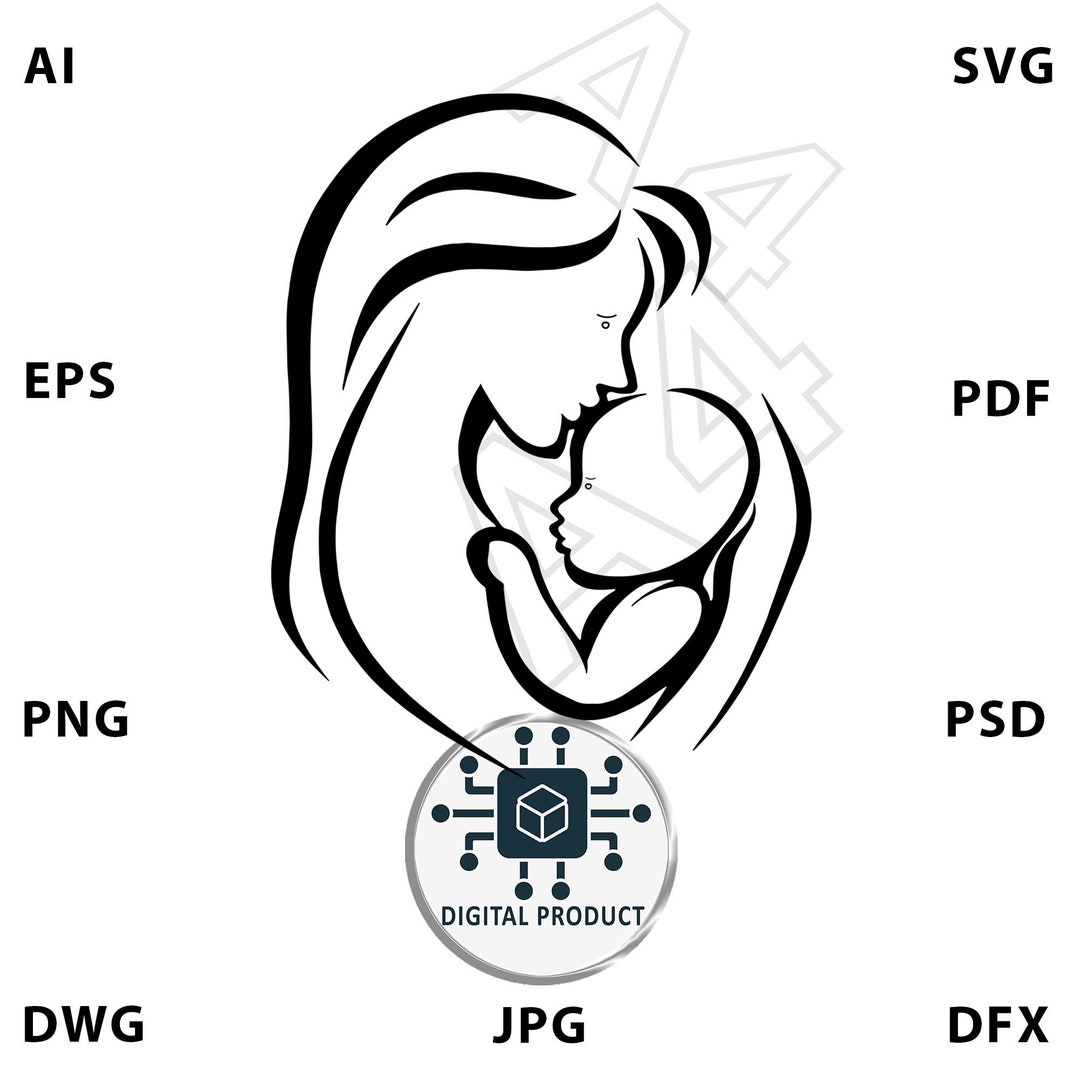 Vector MOTHER and BABY, Mother's Day, AI, Eps, Dwg, Png, Pdf, Svg, Dxf ...