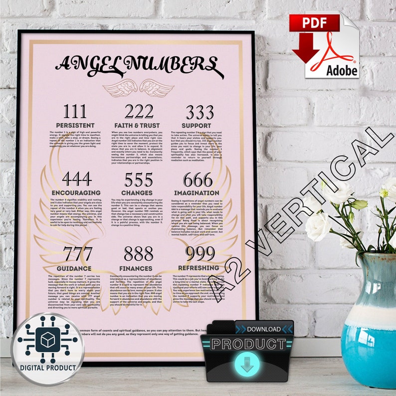Angel Numbers, Ready to Print Digital Products, Angel Wall Art, Angel ...