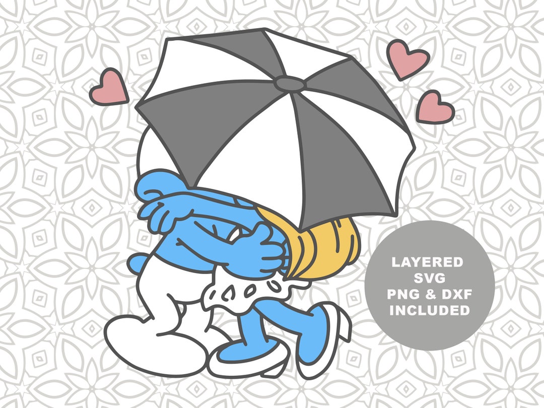 In Love Smurf SVG Cut File, Smurf Couple SVG Cut File, Clipart, PNG ...
