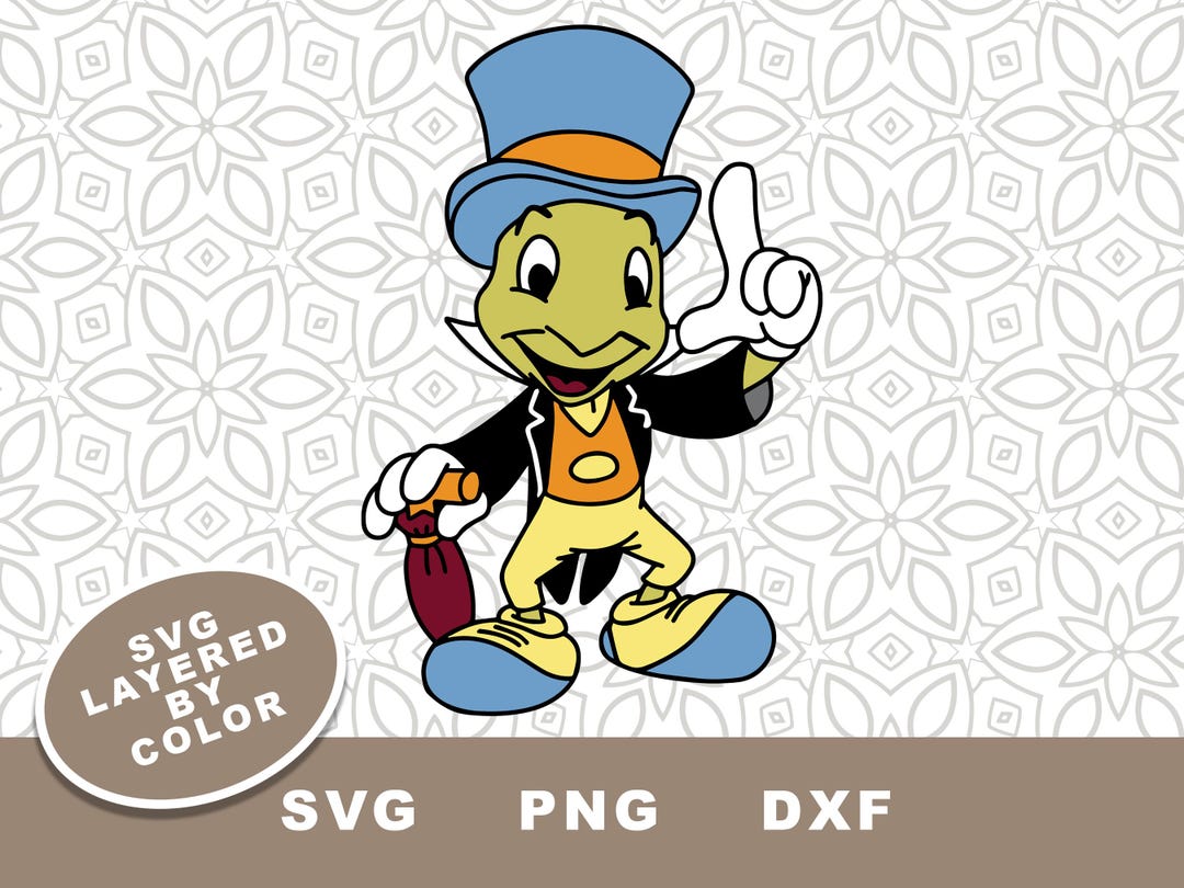 Jiminy Cricket SVG Cut File, Pinocchio, Clipart, DXF, PNG, Layered by ...