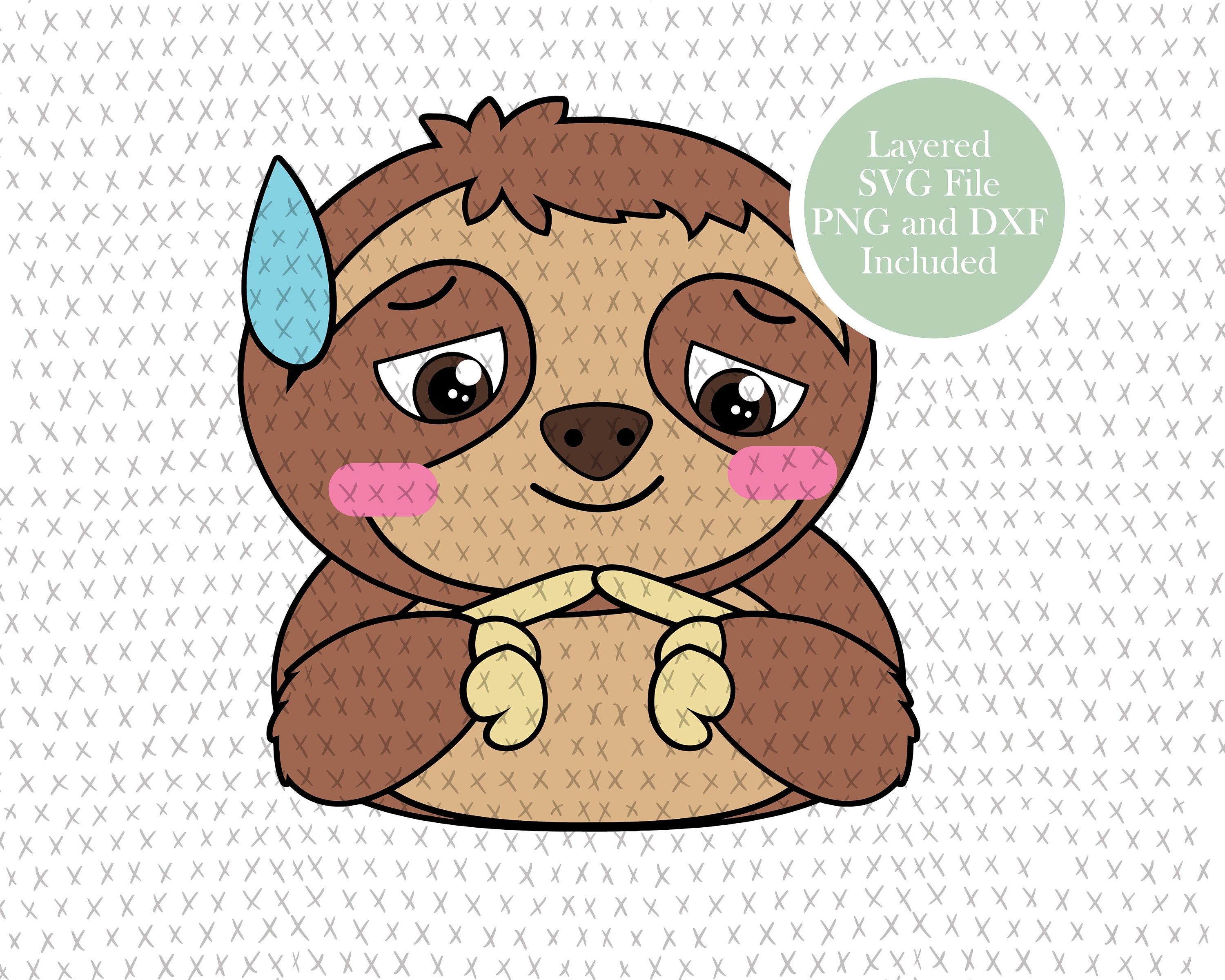 Shy Sloth SVG Cut File SVG Cut File Clipart PNG Instant - Etsy