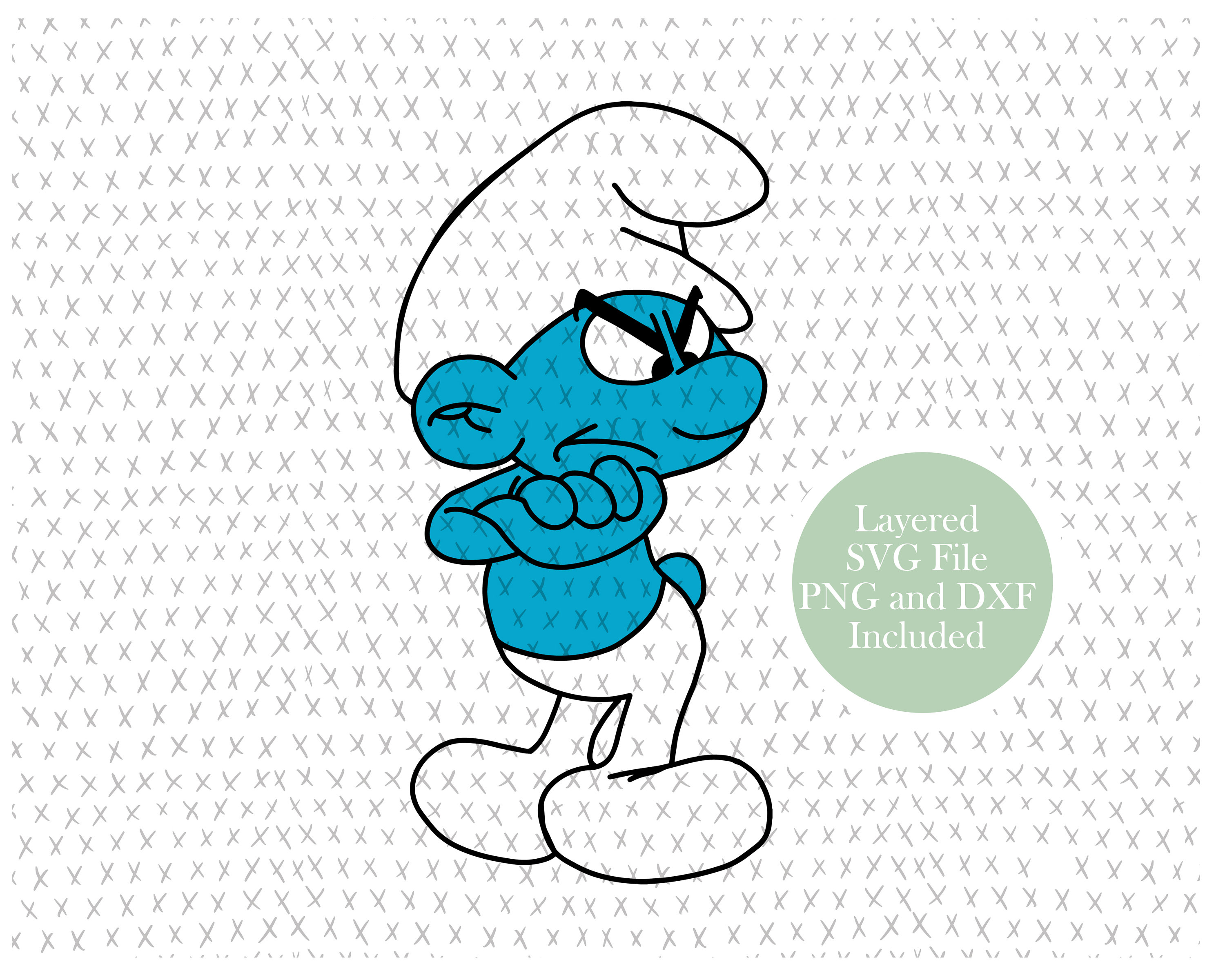 Grumpy Smurft SVG Cut File SVG Cut File, Clipart, PNG, Instant Download ...