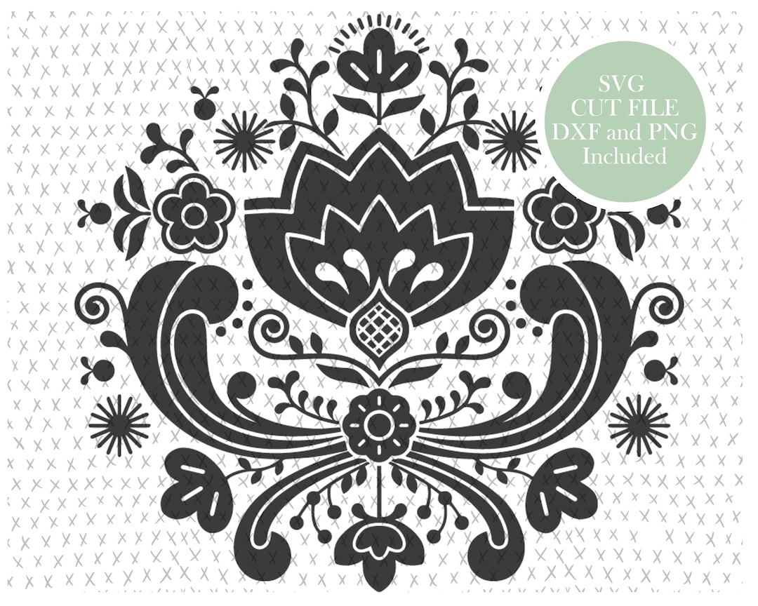 Folk Art SVG Cut File: Nordic Floral Clipart (instant Download) - Etsy
