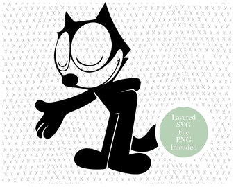 Felix the Cat SVG Cut File, Vintage Cartoon, Laughing, Clipart, Cat ...