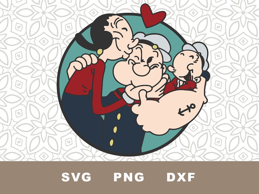 Popeye the Sailorman Family SVG Cut File, Olive Oyl, , Clipart, PNG ...