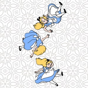 Alice in Wonderland SVG Cut File: Falling Alice Clipart (digital ...