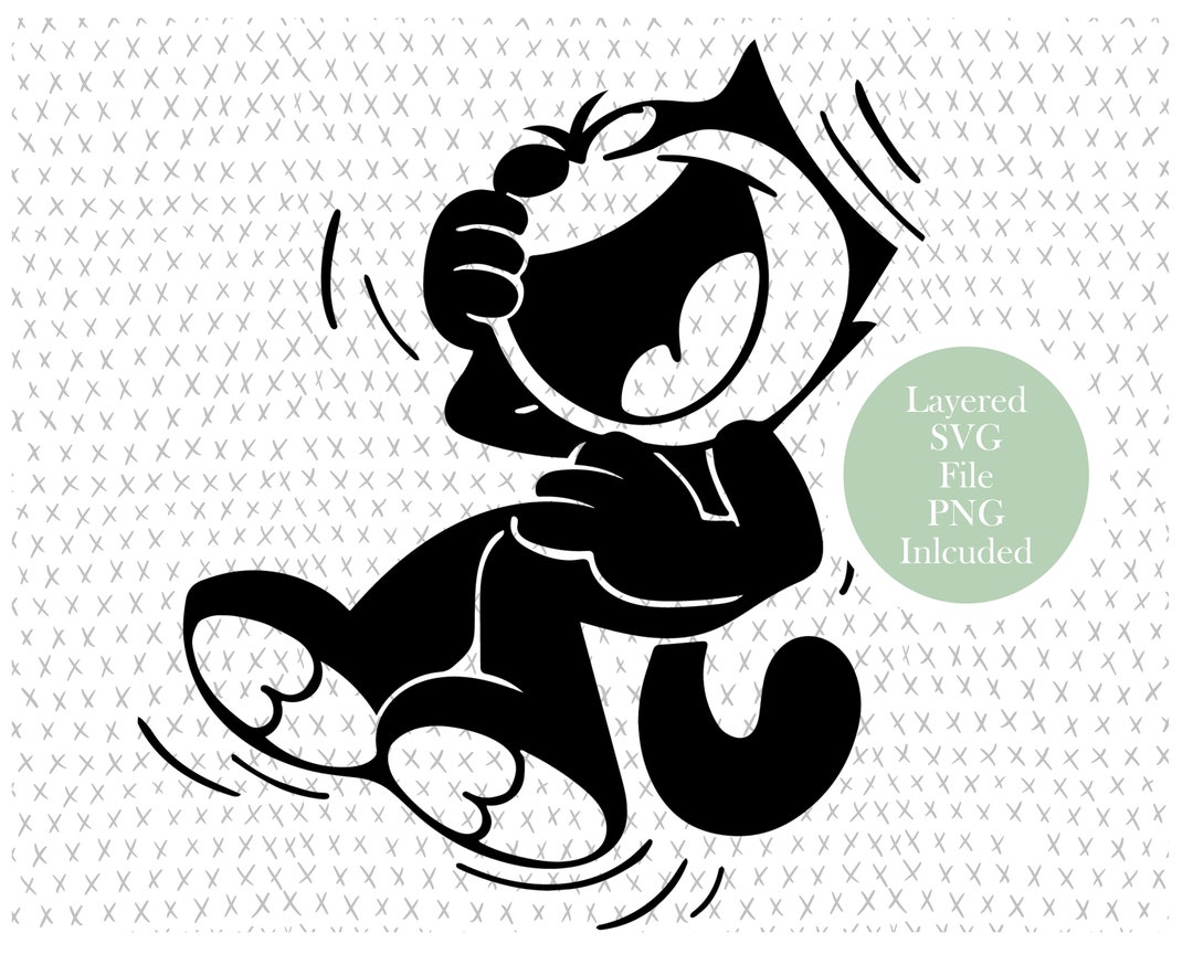 Felix The Cat Svg Cut File Vintage Cartoon Laughing Clipart Cat Clipart Png Instant