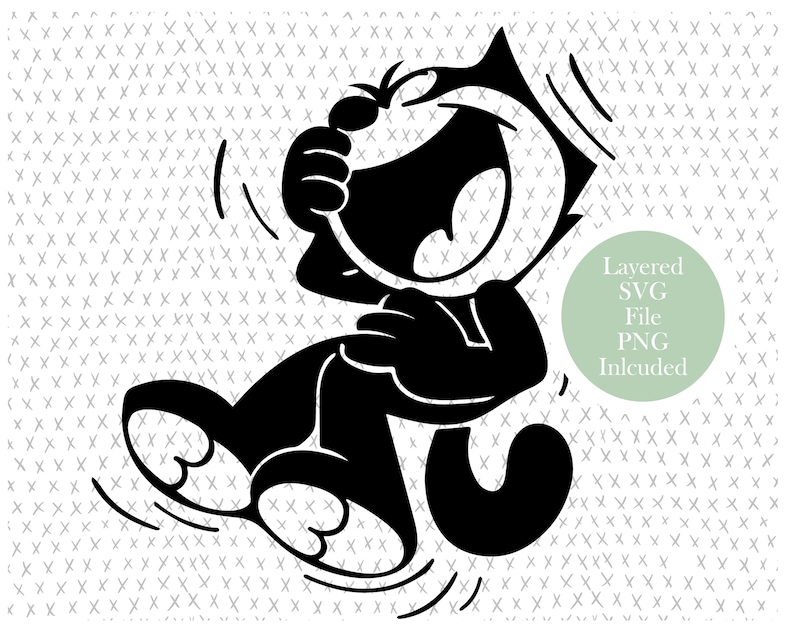 Laughing Felix the Cat SVG: Vintage Cartoon Clipart (instant Download ...