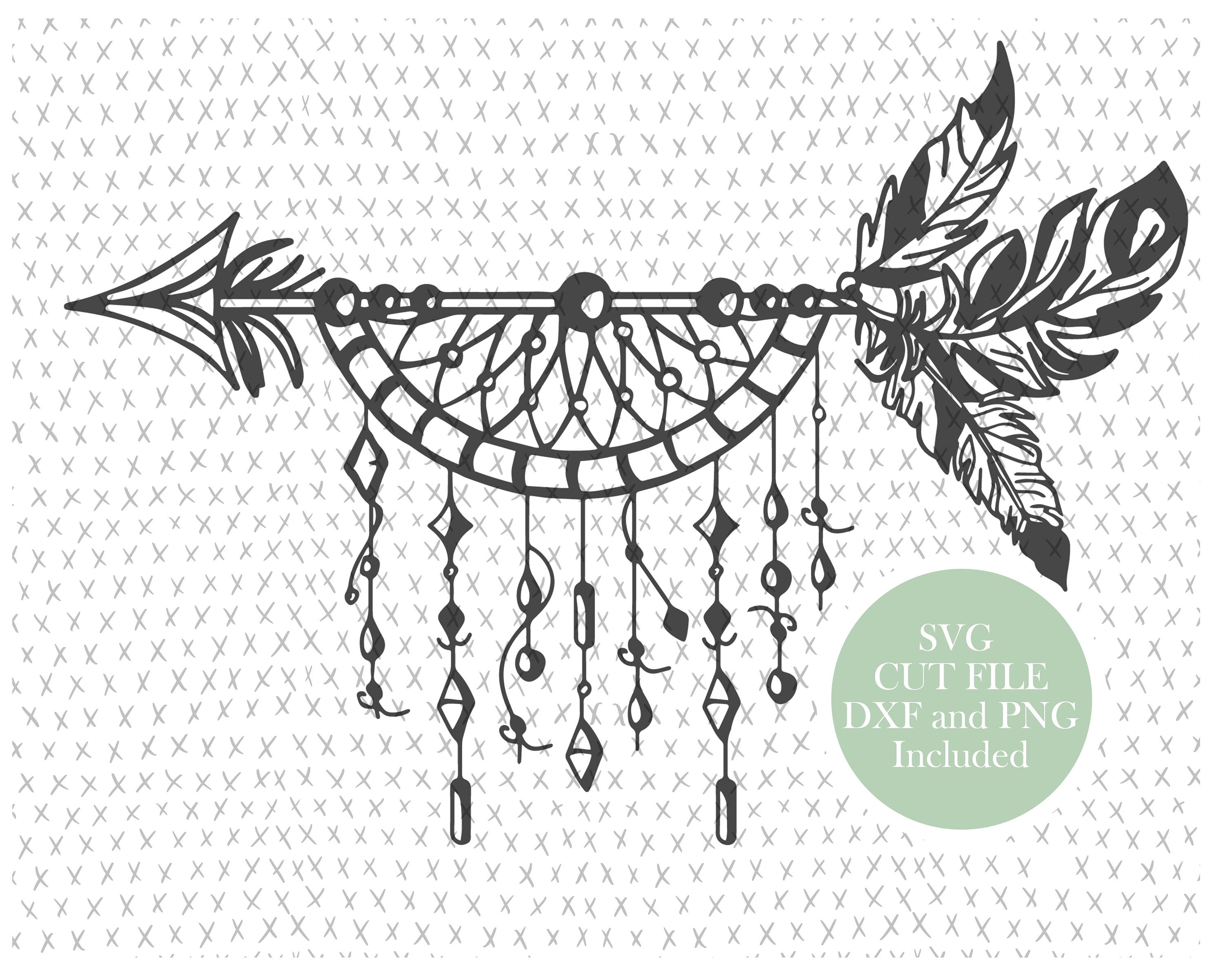 Boho Macrame Arrow SVG Cut File Bohemian Clipart PNG - Etsy