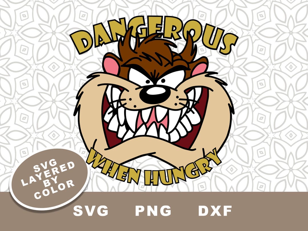 Funny Tasmanian Devil SVG Cut File, Clipart, DXF, PNG, Layered by Color ...