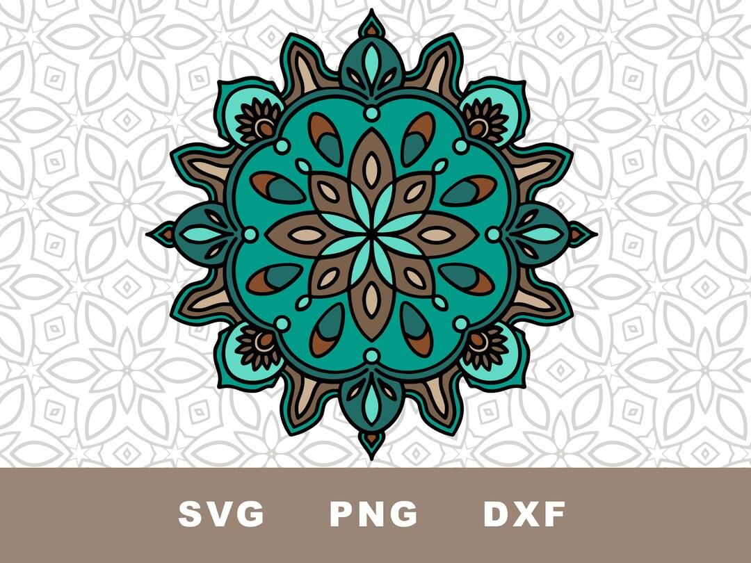 Mandala Tile Pattern SVG Cut File, Turquoise Boho Color Combination ...